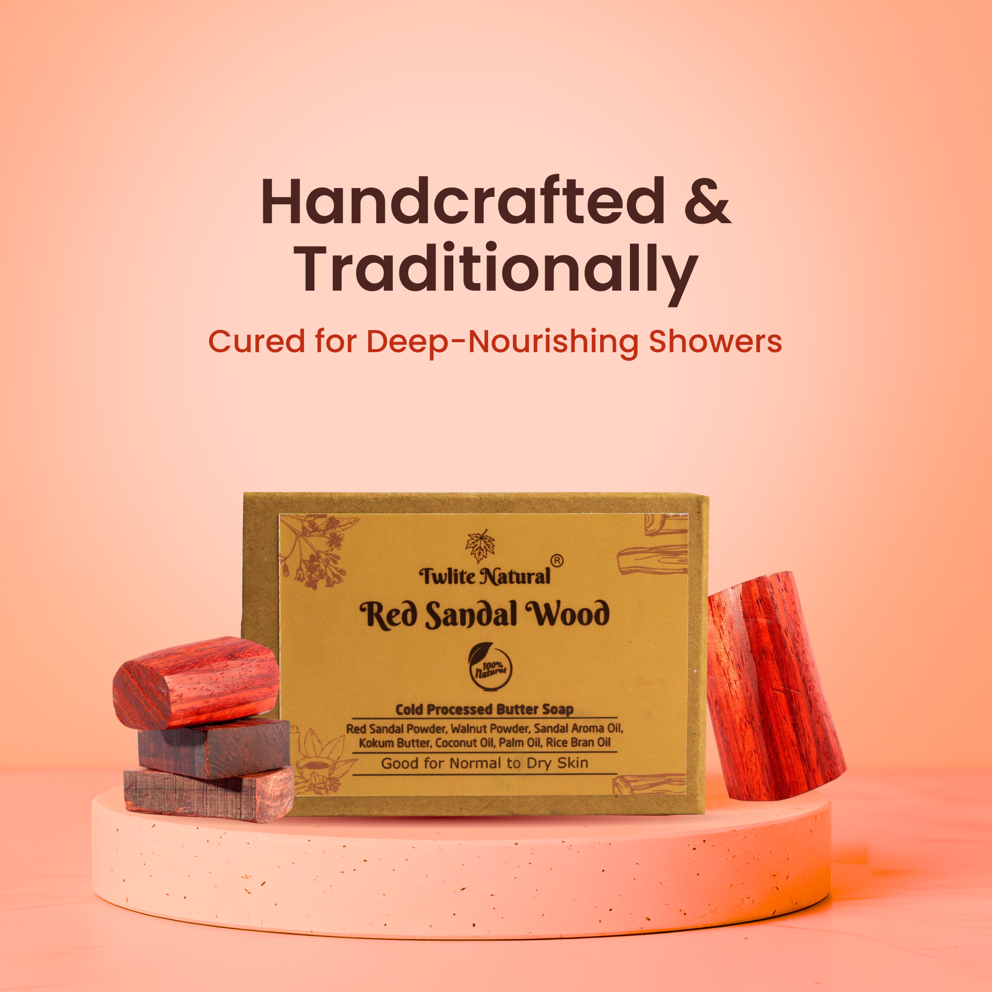 Red Sandal Wood Cold Processed Soap (125 G) – TWLITE NATURAL